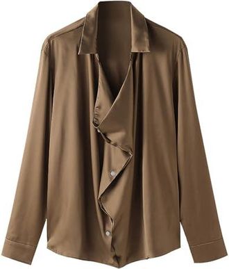 Generic Chemises pour homme adulte &agrave; manches longues pour le printemps et lautomne - Chemise l&eacute;g&egrave;re et respirante - Style d&eacute;contract&eacute; - Avec col Duffle - Coup