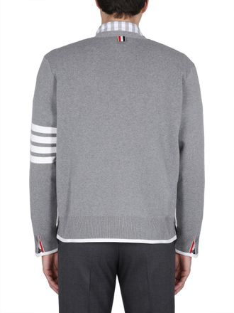 Thom Browne 4-Bar Stripe Cotton Cardigan - Gray