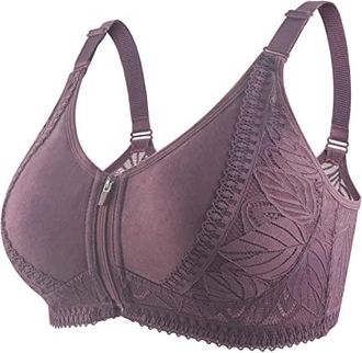 Generic Soutien-gorge sexy pour femme avec fermeture &eacute;clair sur le devant, sans jantes, grande taille, 2026, gris, 68