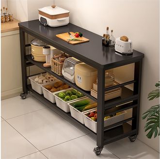 Generic K&uuml;cheninsel, Aufbewahrungsschrank mit offenen Regalen, Buffetschr&auml;nke, Sideboard, Inseltisch auf Rollen for die Zubereitung von Mahlzeiten, Esszimmer 
