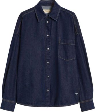 Max Mara Femme, Blouses et Chemises, Bleu, Taille: 44 FR Wkdfoggia Chemise en denim de coton