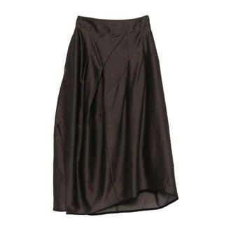 High Femme, Jupes, Brun, Taille: 40 FR Jupe midi trap&egrave;ze avec d&eacute;tails pliss&eacute;s