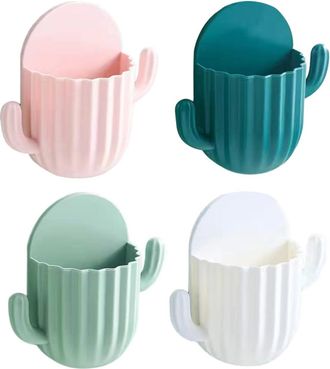 FOMIYES 4 St&uuml;ck Wandmontierte Aufbewahrungsbox aus Pp in Kaktusform Organizer f&uuml;r Badezimmer und Haushalt Leichtes Regal f&uuml;r Kleinigkeiten Einfache Montage Bu