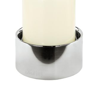 Fink klassischer Edelstahl Stumpenkerzenhalter Ø 10x5 cm runder Kerzenständer