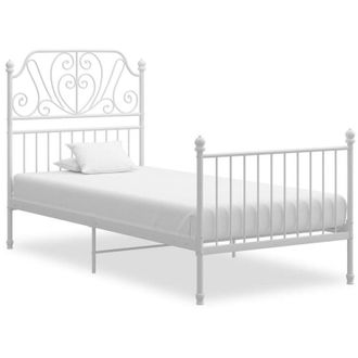 vidaXL Cadre de lit Blanc M&eacute;tal 90x200 cm Vidaxl