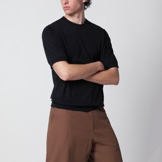 John Smedley Kempton Baumwollpullover in Schwarz