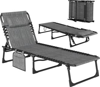 OUTSUNNY Chaise longue - Outsunny - pliable - dossier inclinable 5 niveaux t&ecirc;ti&egrave;re amovible - Textil&egrave;ne - 189x58x30cm - gris