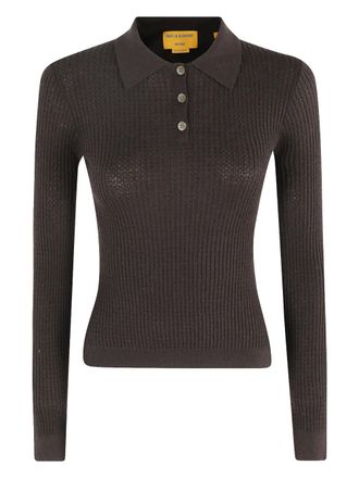 Guest In Residence haut &agrave; col boutonn&eacute; - Marron