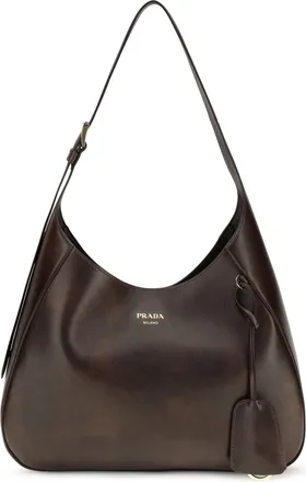 Prada Womens Shoulder Bag Boogie Medium Cacao Leather Calf