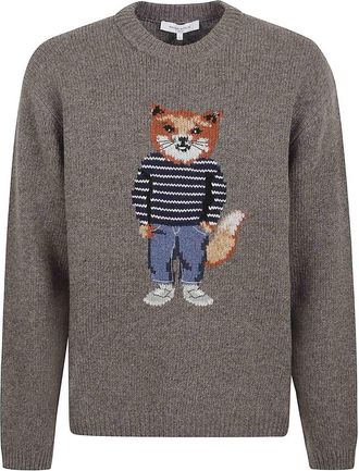 Maison Kitsuné Pull Col Rond - Gris