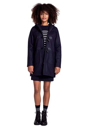 Armor Lux Damen Duffle Coat Concarneau aus Tuch aus Wollmischgeweb Dufflecoat, Rich Navy, 36