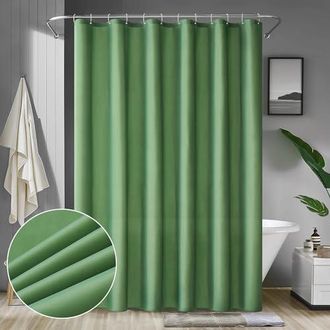 Miulee Rideau de Douche 180 x 210cm Polyester Anti-Moisissure D&eacute;perlant pour la Baignoire Imperm&eacute;able Rideaux Baignoire Lavable en Machine 12 Crochets Vert