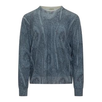 Etro Bestickter Seidenmischpullover - - Knitwear - Herren - Blau - S