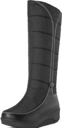 Generic Qynthra Femmes Bottes Neige Genou Haut Hiver Imperméables Matelassées Plateforme Chaudes Rembourrées Mi Mollet Conception Contraste Couture pour Activ