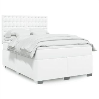 vidaXL Vidaxl - Boxspringbett mit Matratze Wei&szlig; 140x200 cm Kunstleder