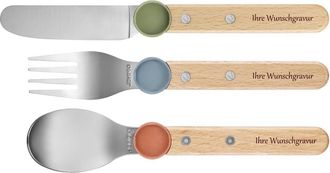 Opinel LE PETIT GOURMET, Kinder-Besteck-Set, mehrfarbig, mit Wunschgravur | Messer, Gabel und L&ouml;ffel | tolles Geschenk f&uuml;r unsere Kleinen | personalisiert | 