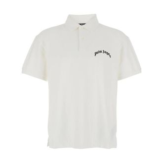 Palm Angels Polo mit Logo-Schriftzug - - Tops - Herren - Wei&szlig; - XL