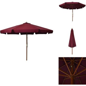 vidaXL Vidaxl - Parasol dext&eacute;rieur avec m&acirc;t en bois 330 cm Bordeaux - Parasol - Parasol Exterieure - Parasol Bois - Parasol Rouge - Parasol Jardin
