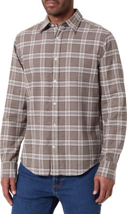 GANT Herren REG Flannel Melange Check Shirt Hemd, Beige, Large
