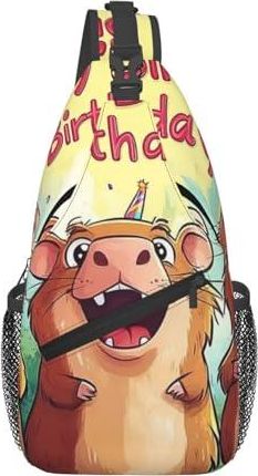 Generic Capybara Sac &agrave; bandouli&egrave;re color&eacute; avec papillons et fleurs pour homme