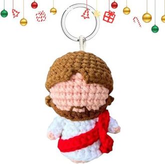 Generic Poup&eacute;es J&eacute;sus pour, petite J&eacute;sus, porte-cl&eacute;s au crochet &agrave; la main, jolie d&eacute;coration de table J&eacute;sus faite &agrave; la main avec d&eacute;tails au crochet