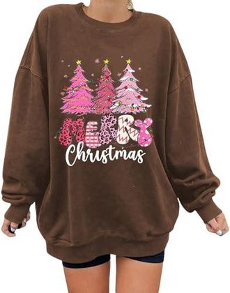 Generic Pull Noel Drole Pull Ample Femme Manches Longues Col Rond DéContracté Motif Festif NoëL Confortable Quotidien Haut Casual Tendance