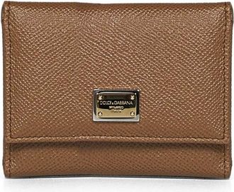 Dolce & Gabbana Femme, Accessoires, Brun, Taille: ONE Size Dauphine Calfskin French Flap Wallet