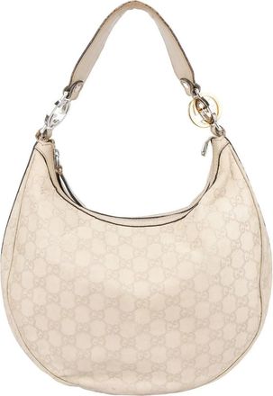 Gucci Crossbody Bags - Gucci Leather GG Monogram Hobo Bag - Gr. unisize - in Wei&szlig; - f&uuml;r Damen
