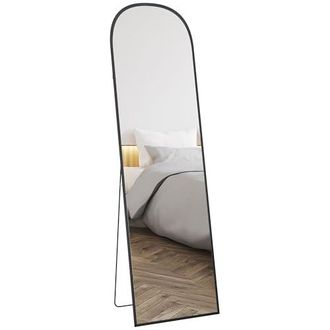 HOMCOM Miroir de sol &agrave; arc moderne, 50 x 170 cm, miroir mural et autoportant avec cadre en alliage daluminium et support, pour chambre &agrave; coucher, salon et en