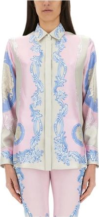 Versace Femme, Blouses et Chemises, Multicolore, Taille: 38 FR Chemise en soie &agrave; imprim&eacute; Barocco