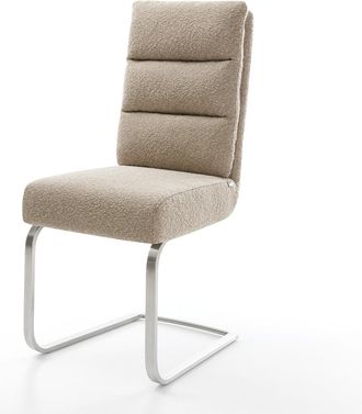 DELIFE Freischwinger Pela-Flex Boucl&eacute; Schlamm Freischwinger flach Edelstahl Taschenfederkern, Esszimmerst&uuml;hle