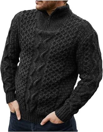 Generic Pull Sweater Col V pour Hommes Demi-Fermeture clair Chaud Automne Hiver Confortable Sweat-Shirt Slim Fit Respirant Nouveau Design Souple Tendance Haut