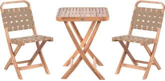 Beliani Beliani - Ensemble de Bistrot en Bois dAcacia Certifi&eacute; Pliant Meuble de Jardin Terrasse Balcon Table et 2 Chaises Marron Calciano