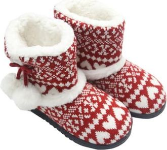 Beaupretty NOLITOY Bottes DHiver en Coton pour Femmes Pantoufles DInt&eacute;rieur Chauds et Antid&eacute;rapants Semelle &Eacute;paisse Isolante Taille 37-38 Couleur Rouge pour Usag