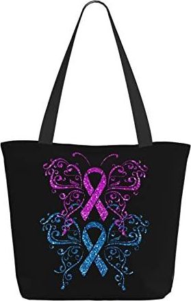 AOOEDM Ruban papillon cancer du sein sac &agrave; provisions pour femme 33 x 27,9 x 17,8 cm. Le cadeau parfait pour la Saint-Valentin. Cest de la Saint-Valentin pou
