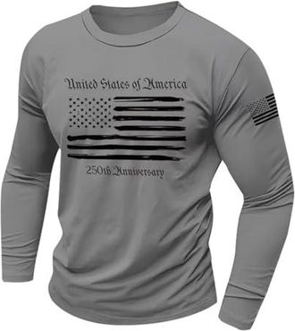 Generic Sweat-shirt imprim&eacute; drapeau am&eacute;ricain &agrave; manches longues pour homme - Pull tendance &agrave; col rond - Coupe ample - Confortable - Respirant - V&ecirc;tement de sp