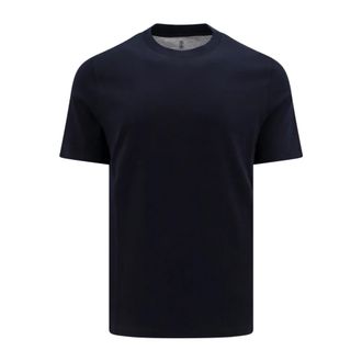Brunello Cucinelli Blaue T-Shirts und Polos mit kurzen &Auml;rmeln - - Tops - Herren - Blau - S