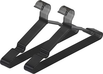 WENKO Kleiderb&uuml;gel Sascha Schwarz, 20er Set, Garderobenb&uuml;gel mit Non-Slip Beschichtung, verchromtes Metall, 40,5 x 20 x 0,3 cm, Schwarz