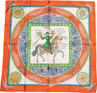 Herm&egrave;s T&uuml;cher & Schals - Hermes Classic Fireworks Silk Carre 90 Scarf Tuc - Gr. unisize - in Orange - f&uuml;r Damen