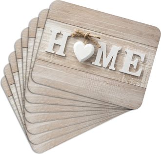 MG Design Set aus 8 Kork-Platzsets - Home 2 - 30 x 40 cm - hitzebeständig & abwischbar, mit Korkrückseite