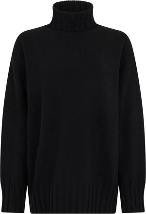 Malo Femme, Pulls, Noir, Taille: 40 FR &Eacute;l&eacute;gant pull noir &agrave; col montant et coupe confortable, id&eacute;al pour un look raffin&eacute;