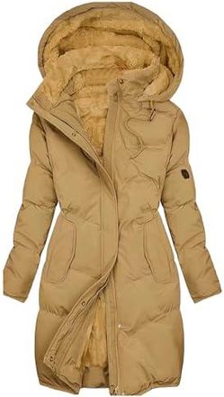 Generic Manteau long dhiver &agrave; capuche pour femme - Imperm&eacute;able - Doublure en polaire Sherpa - Chaud - Parka &eacute;paisse avec capuche, jaune, 3XL