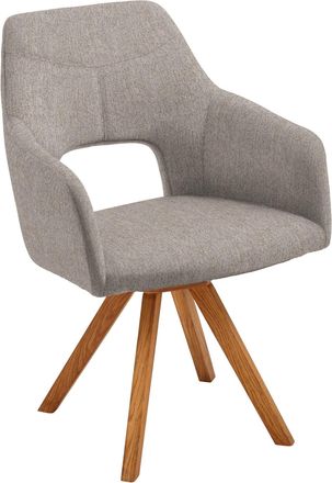 Voleo Armlehnstuhl, Eiche, Cappuccino, Holz, Textil, Wildeiche, massiv, eckig, 57x84x57 cm, Stoffauswahl, Sitzfl&auml;che 180&deg; drehbar, automatische R&uuml;ckholfunkt