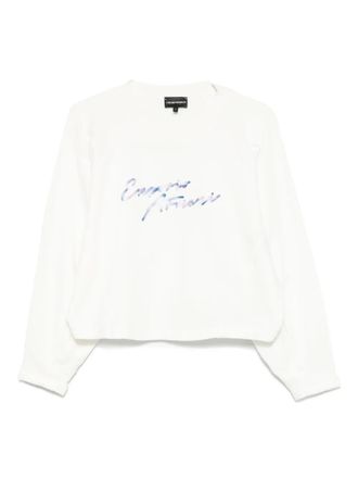 Emporio Armani sweat &agrave; logo brod&eacute; - Blanc