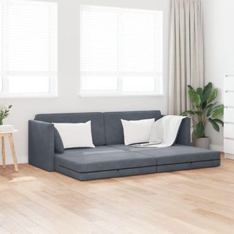 vidaXL Boden-Schlafsofa Dunkelgrau 213 x 76 x 77 cm Samt Vidaxl