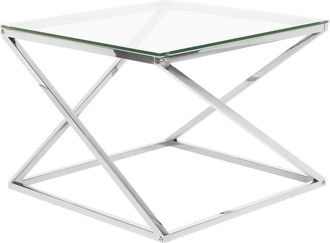 Beliani Moderner Couchtisch aus Glas mit Metallgestell in Silber Beverly