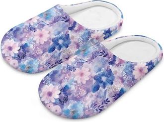 Coloranimal Pantoufles dint&eacute;rieur pelucheuses &agrave; bout ferm&eacute; pour femme - L&eacute;g&egrave;res et confortables, fleur violette, 35.5/36.5 EU