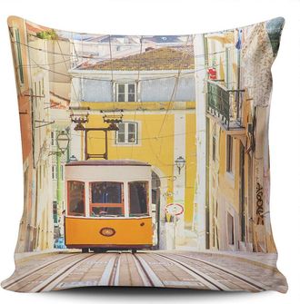 Generic Freizeit Kissenbezug Wunderschöne Stadt Lissabon Kissenhüllen Weich Dekorative Kissenbezüge 45X45Cm Dekokissen Für Wohnzimmer Bett Zimmer