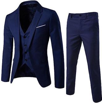 Generico Costume de mariage pour homme Coupe régulière : costume daffaires 3 pièces pour homme, décontracté, affaires, mariage, dîner formel, smoking, veste de