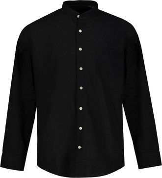 JP1880 Herren große Größen Übergrößen Menswear L-8XL JP1880 Hemd, Langarm, Leinenmix, Stehkragen, Modern Fit, bis 8 XL schwarz 5XL 790394130-5XL